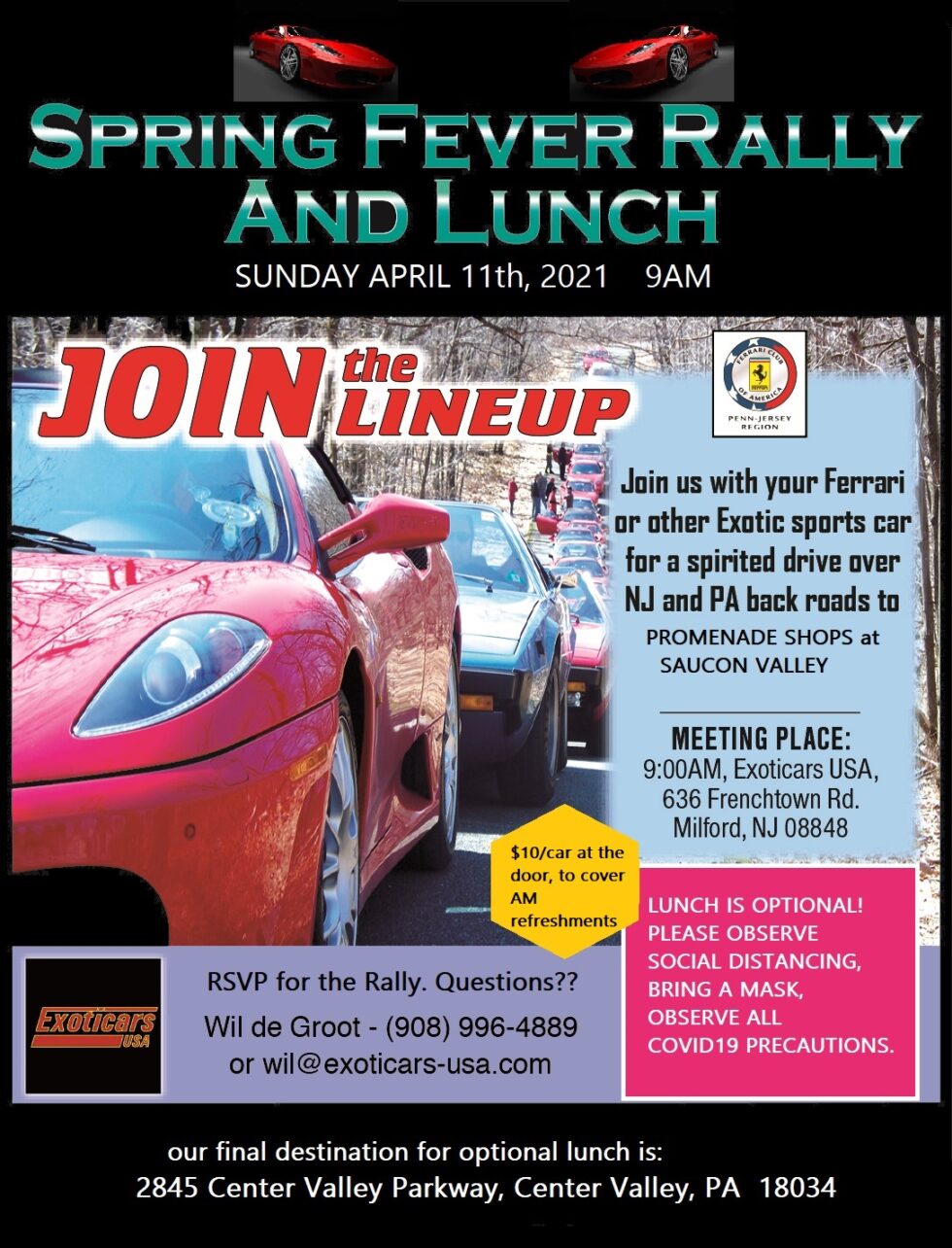 Spring fever rally and lunch - Exoticars USA - NJ Exotic Car Repair ...