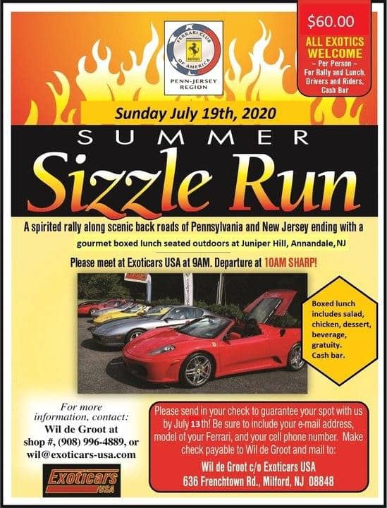 Summer Sizzle Run - Exoticars USA - NJ Exotic Car Repair & Restoration